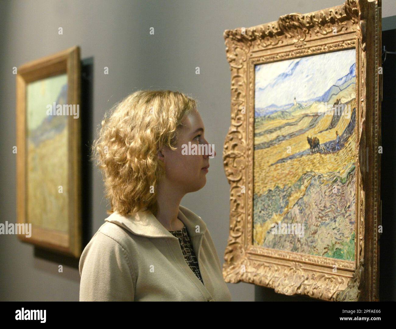 Annekathrin Gut watches the van Gogh painting "Ploughed Fields ...