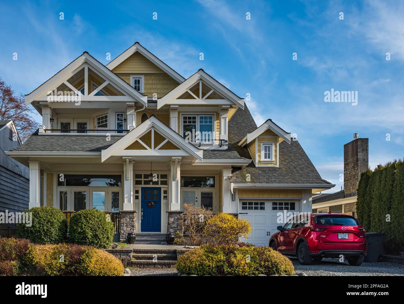 Real Estate Exterior Front House. Big custom made luxury house with ...