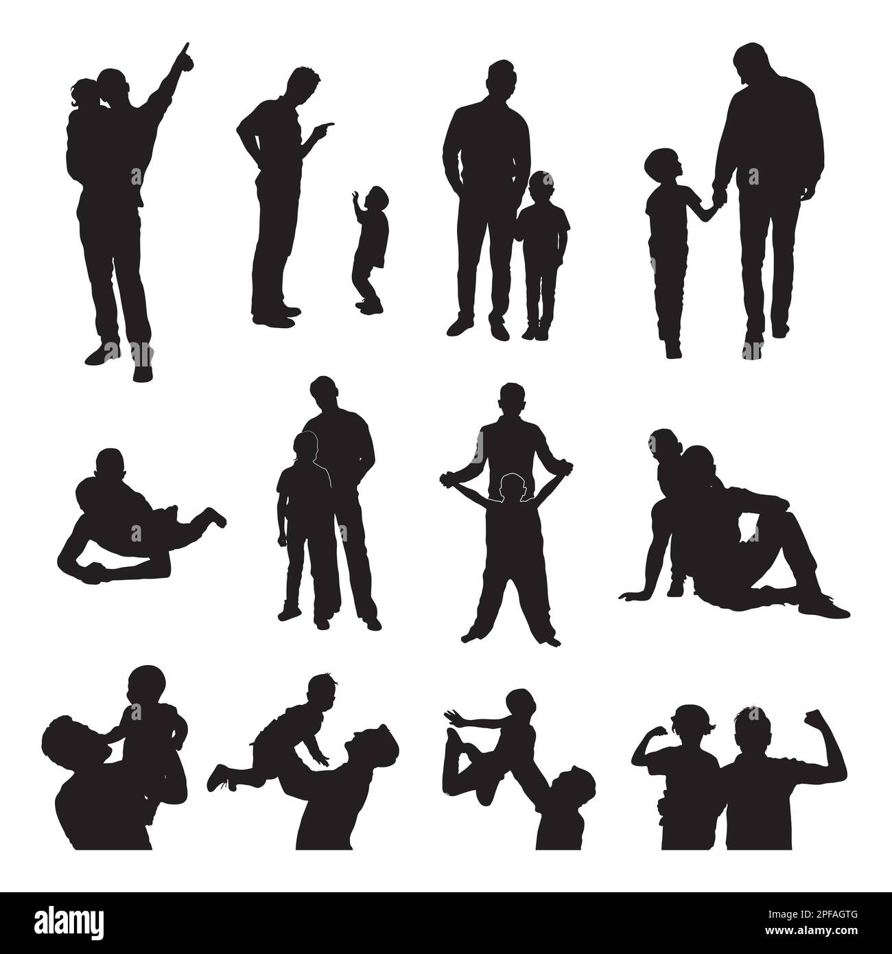 Father and son silhouettes, Dad and baby silhouettes Stock Vector Image ...