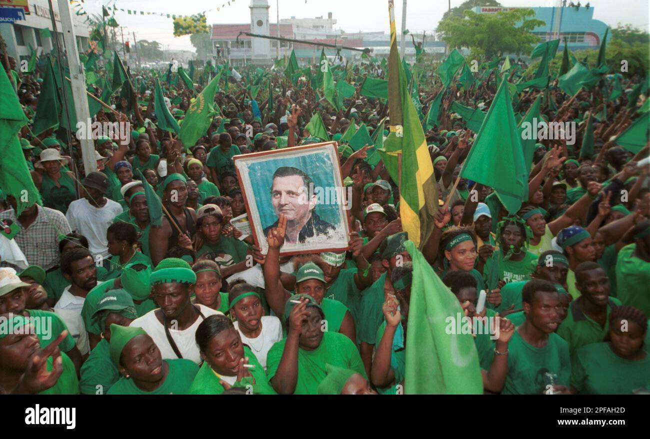 Jamaica Labour Party, JLP, supporters in Half Way Tree, Kingston ...