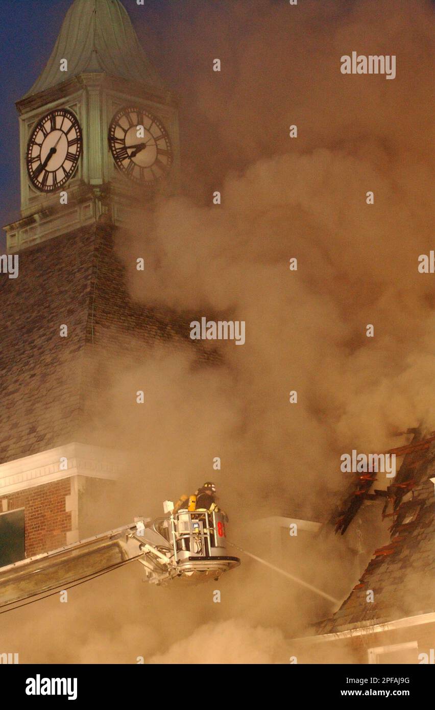 Firefighters battle a fire at the Radburn Building in Fair Lawn, N.J ...