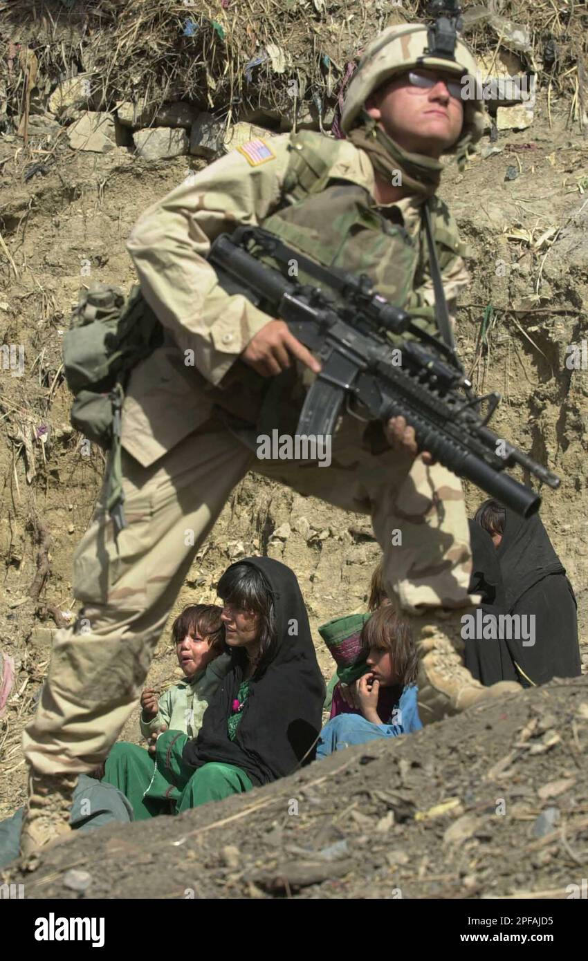 A U.S. army soldier in the Task Force Panther 82nd airborne stands ...
