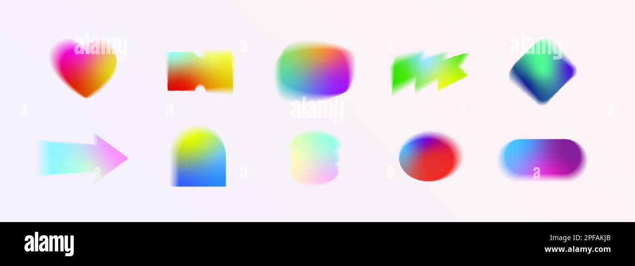 Blurry shapes set with y2k aura brutalism effect. Colorful contemporary ...