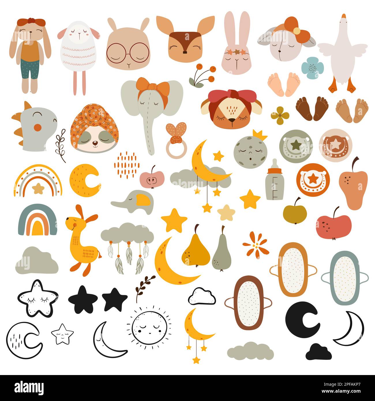Baby clipart stuff set. Kids collection vector illustration Stock ...