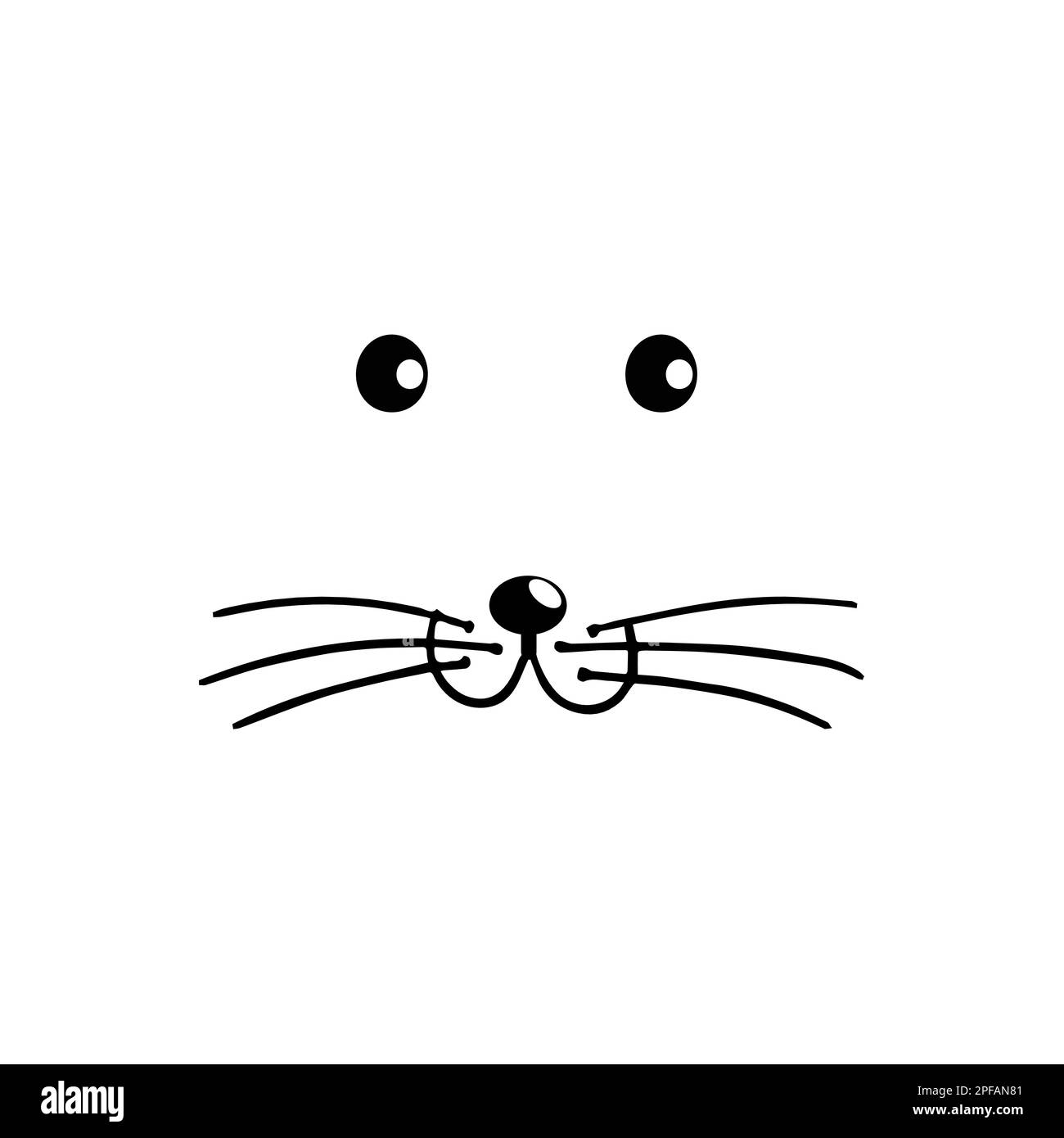 Cute rabbit nose minimalist black on white vector illustration. Cute ...