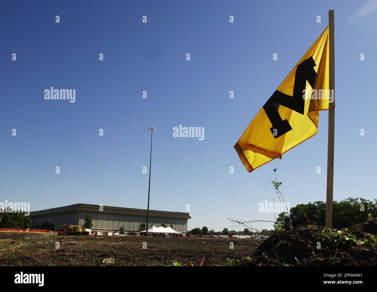 A flag flies where the center court of the new University of Missouri ...