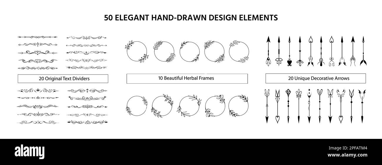 Set of fifty elements, dividers, frames, arrows Stock Vector Image ...