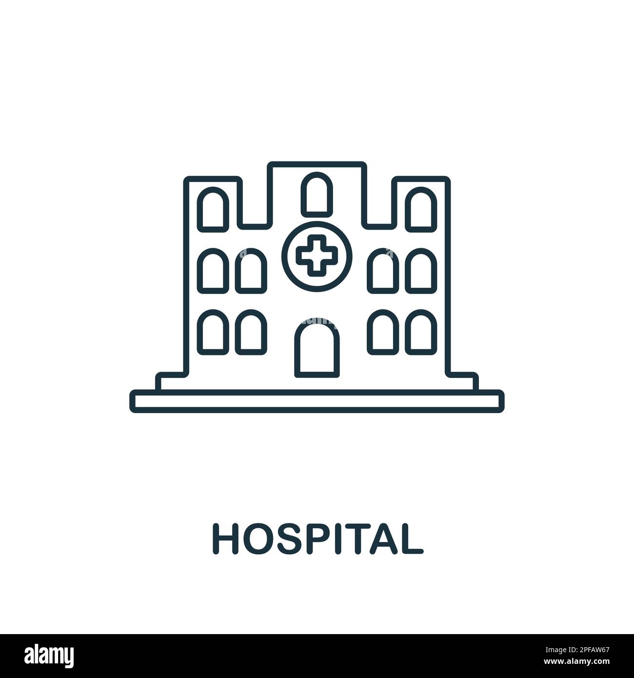 Hospital line icon. Simple element from healthcare collection. Creative ...