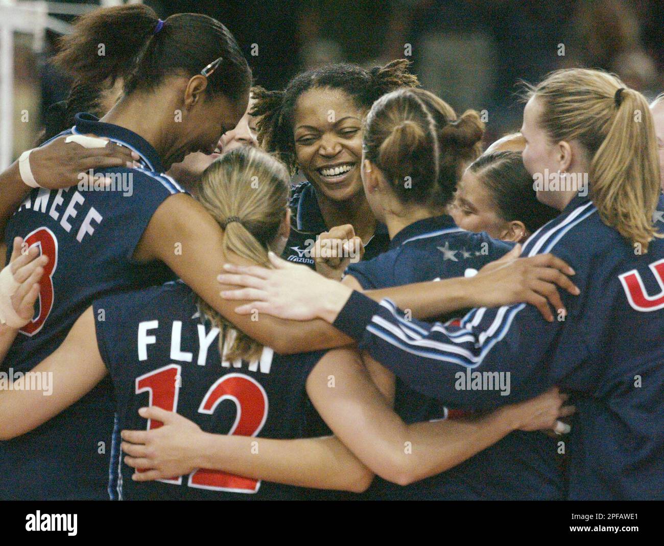 U.S. volleyball players Tayyiba Haneef, Jennifer Flynn, Prikeba Phipps ...