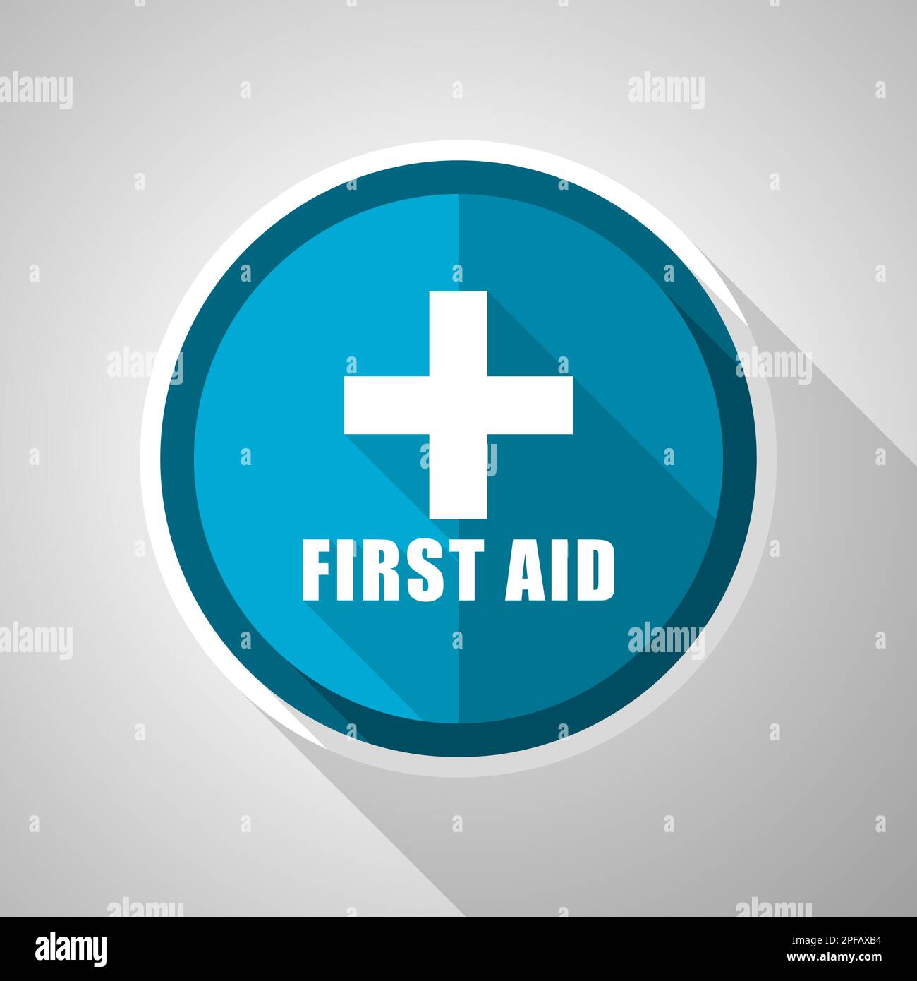 First aid symbol, flat design vector blue icon with long shadow Stock ...