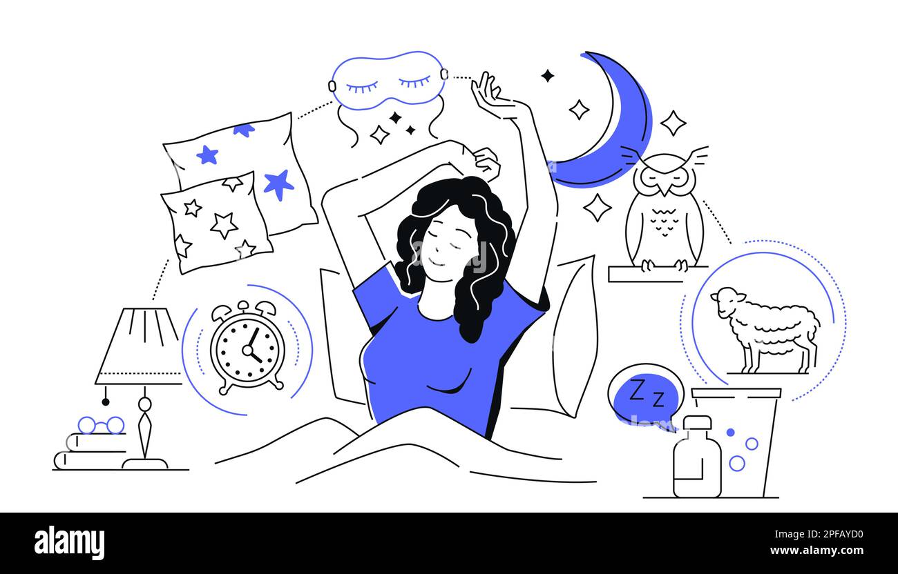 Good sleep - colorful line design style illustration Stock Vector Image ...