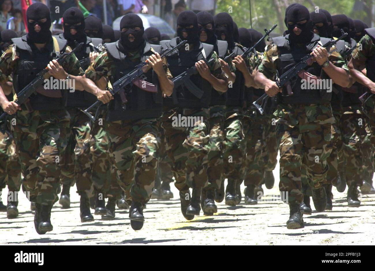 Special forces troops of the Nicaraguan Army march during a celebration ...