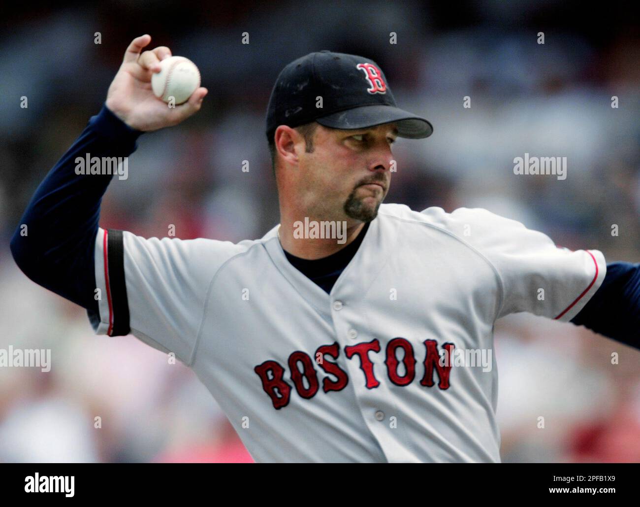 Boston Red Sox pitcher Tim Wakefield serves a knuckleball to a ...