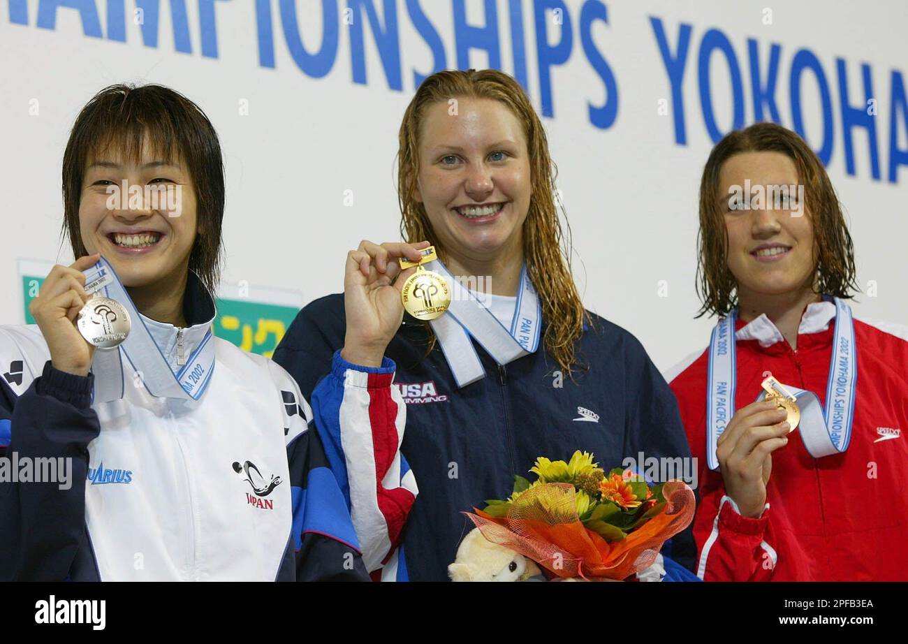Gold medal winner Margaret Hoelzer of the U.S., center, silver medal ...