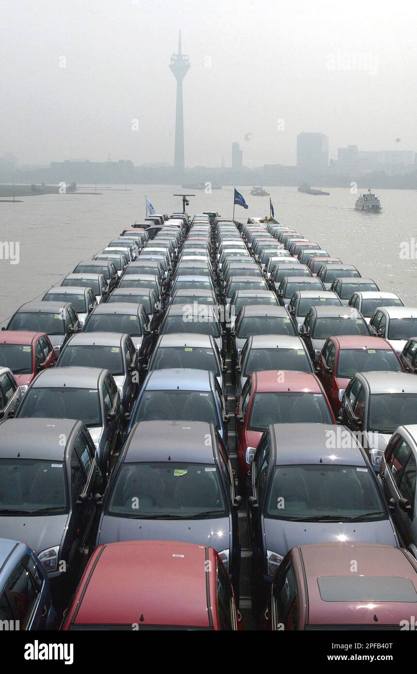 The giant inland cargo ship "Barco" carries some 550 Ford Fiesta and ...