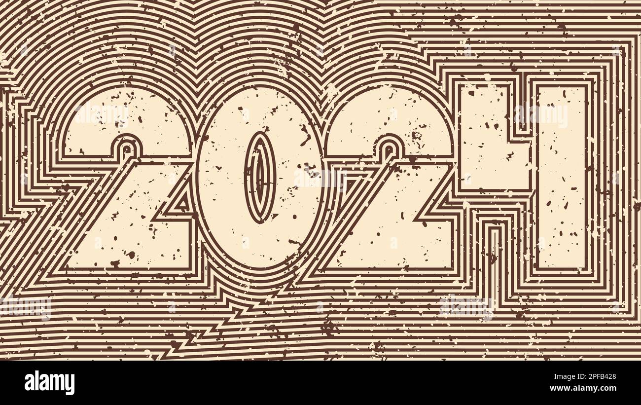 2024 New Year card. Retro 70s striped style. Old faded striped ...