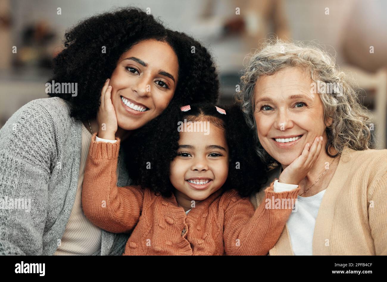 Kids, women and grandparents with the portrait of a black family ...