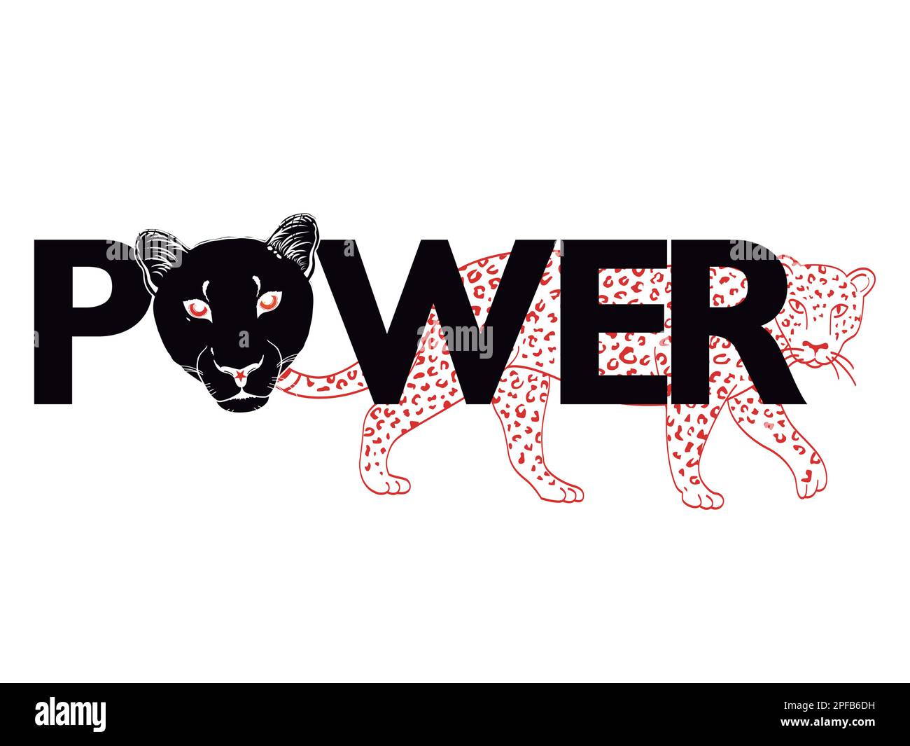Power. T-shirt design with the word power and a panthera face and a ...