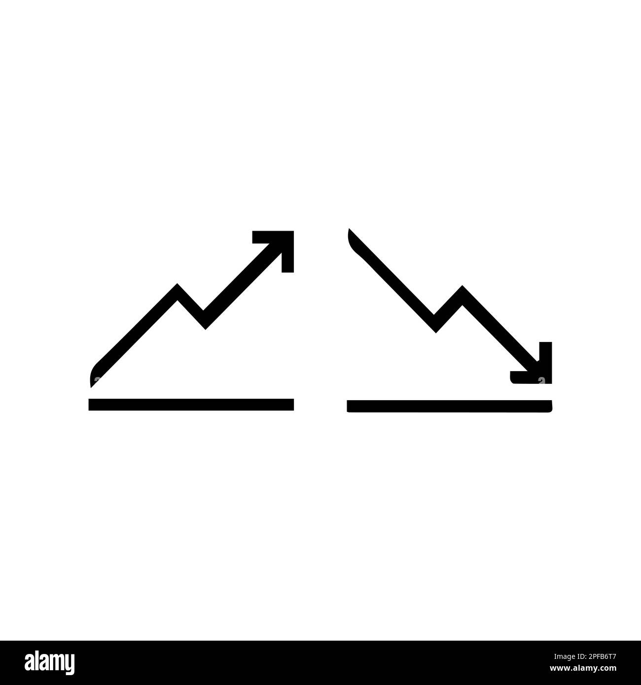 Bar graphic icon black. Perfect Black pictogram illustration. Business chart with arrow. Growths ...