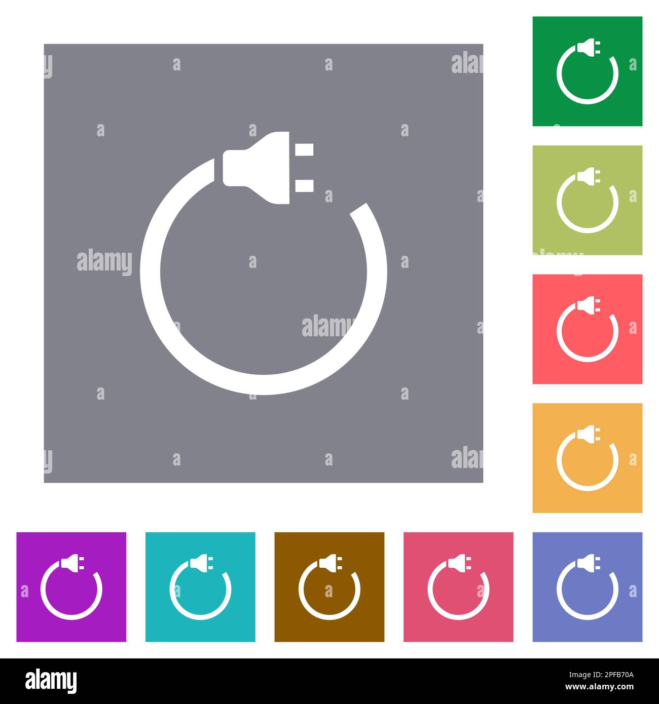 Electrical plug and cord flat icons on simple color square backgrounds Stock Vector Image & Art ...
