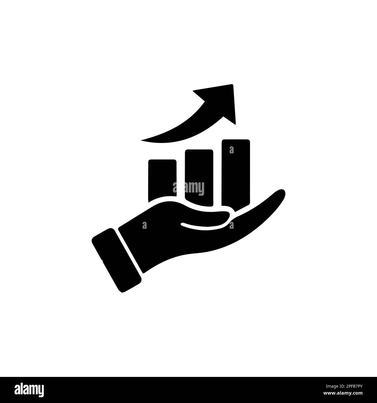 Growing graph icon on the hand. Vector growing graph icon on the hand ...