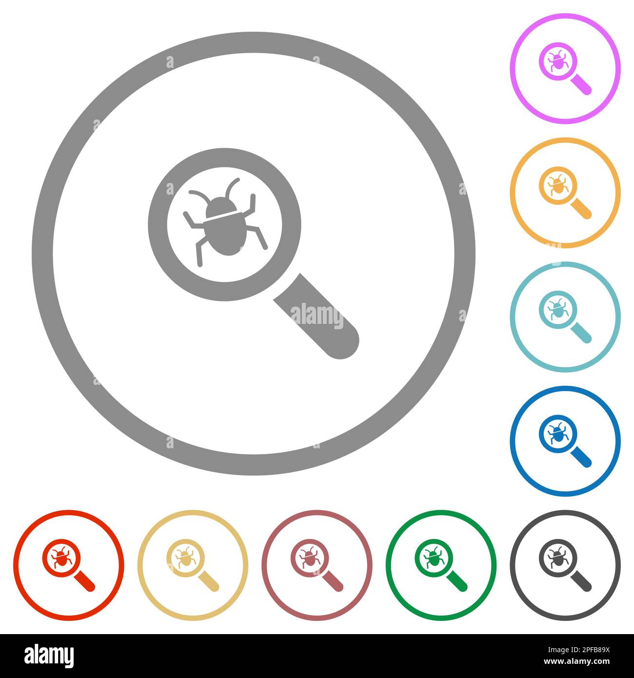 Bug tracking flat color icons in round outlines on white background Stock Vector Image & Art - Alamy