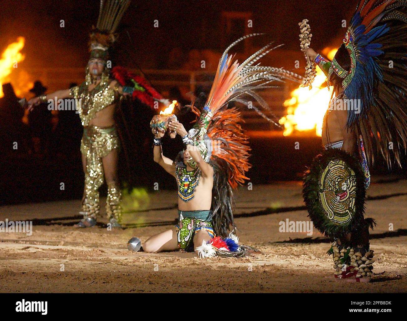 The Azteca Dance group from Mexico City, Mexico performs the Yancuic ...