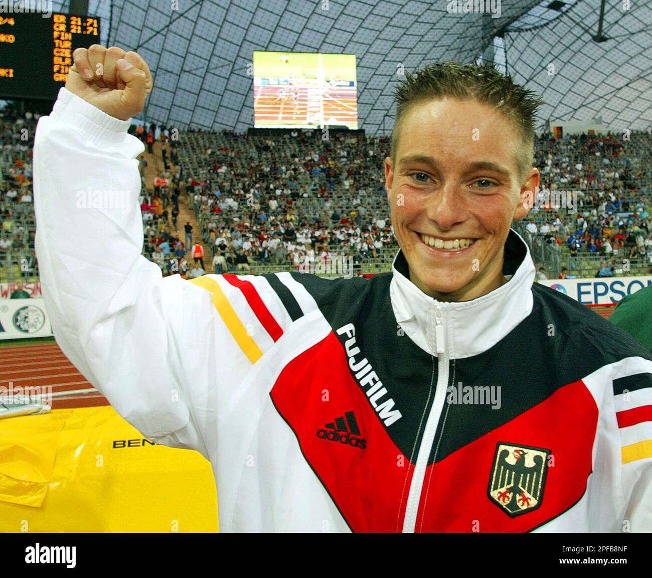 Germany's Yvonne Buschbaum reacts after taking the bronze medal in the ...