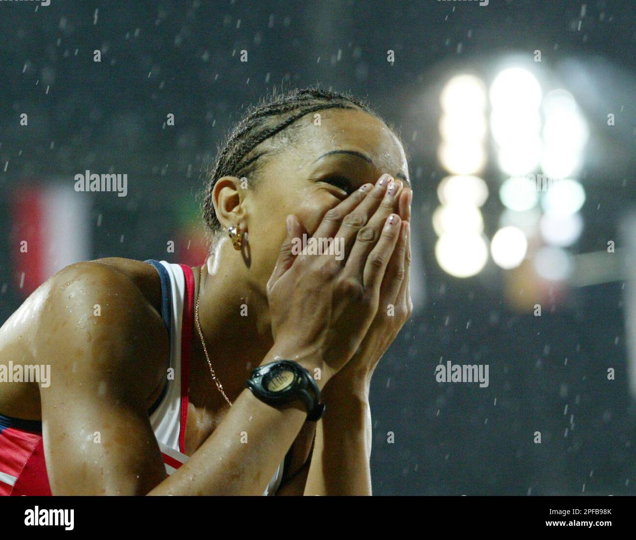 British long jumper Jade Johnson reacts after finishing second in the ...