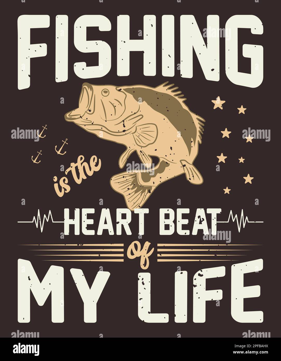 Fishing is the heartbeat of my life fishing t-shirt design Stock Vector ...