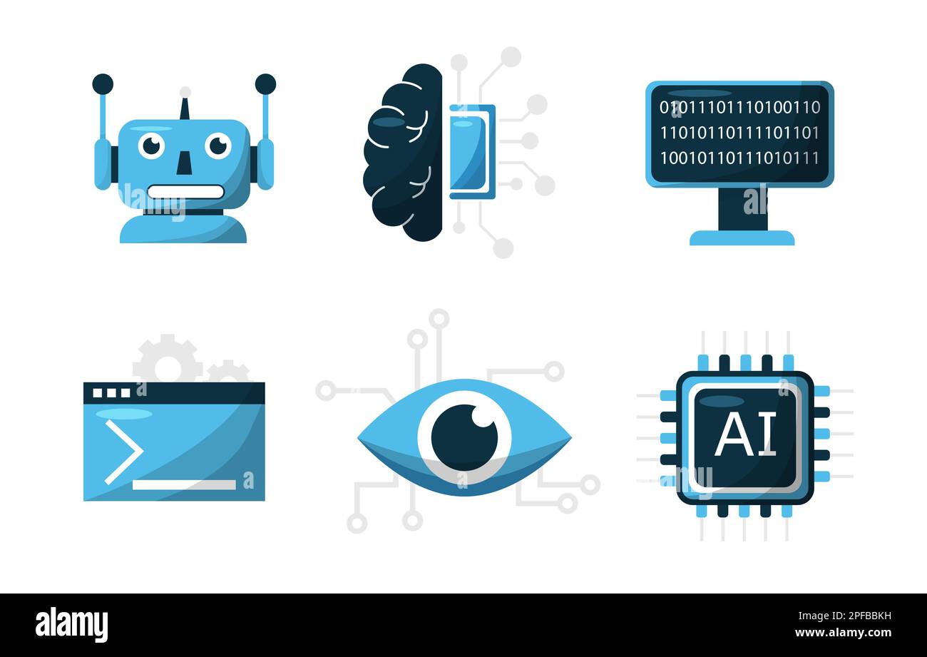 Artificial intelligence icon set element design vector. AI technology ...