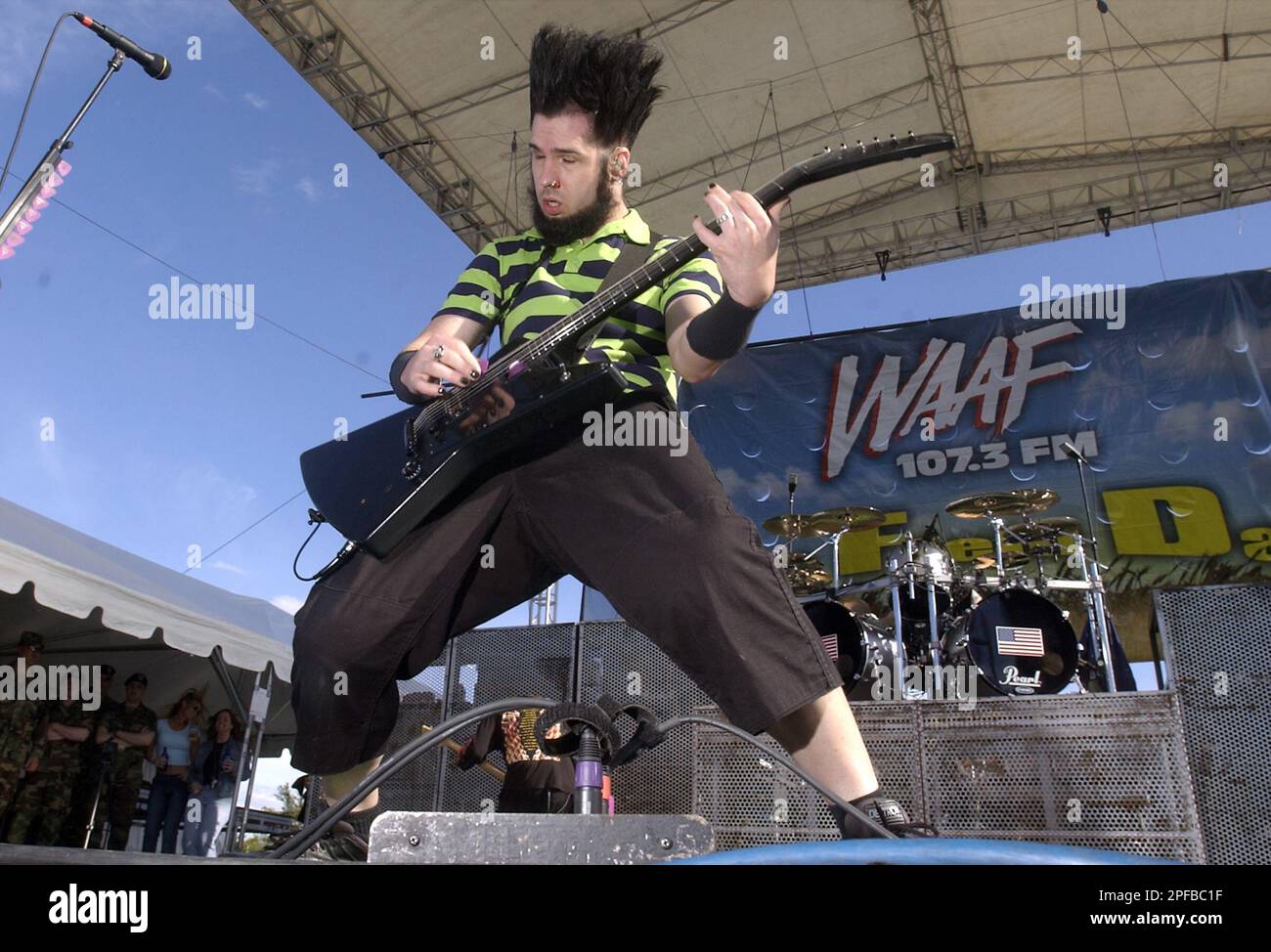 Static-X lead guitarist and vocalist Wayne Static solos on his guitar ...