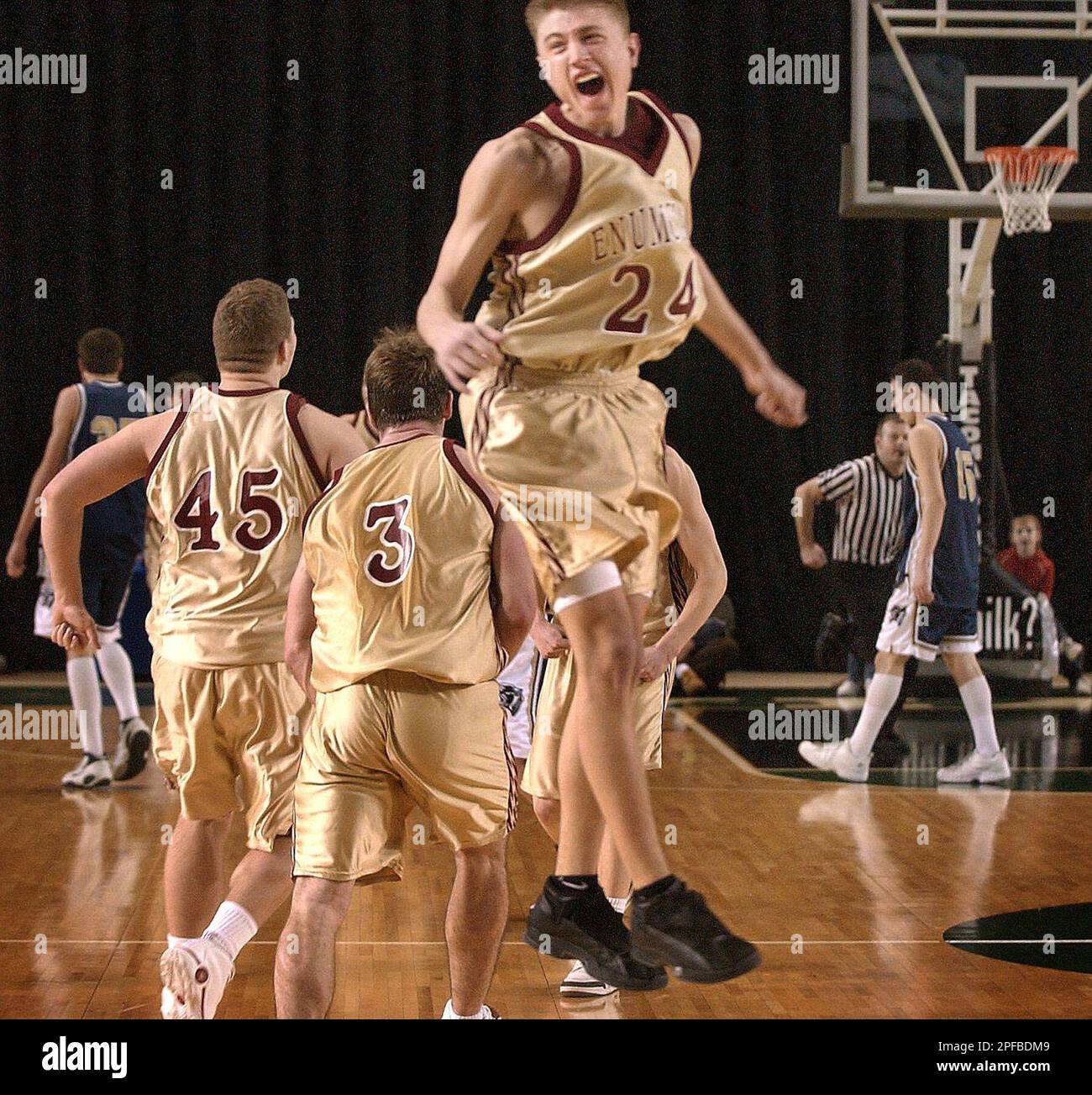 Enumclaw's Kyle Pierce spins back to look toward the bench in ...