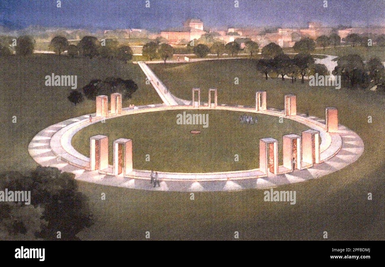 This painting shows the winning design for the Bonfire Memorial ...