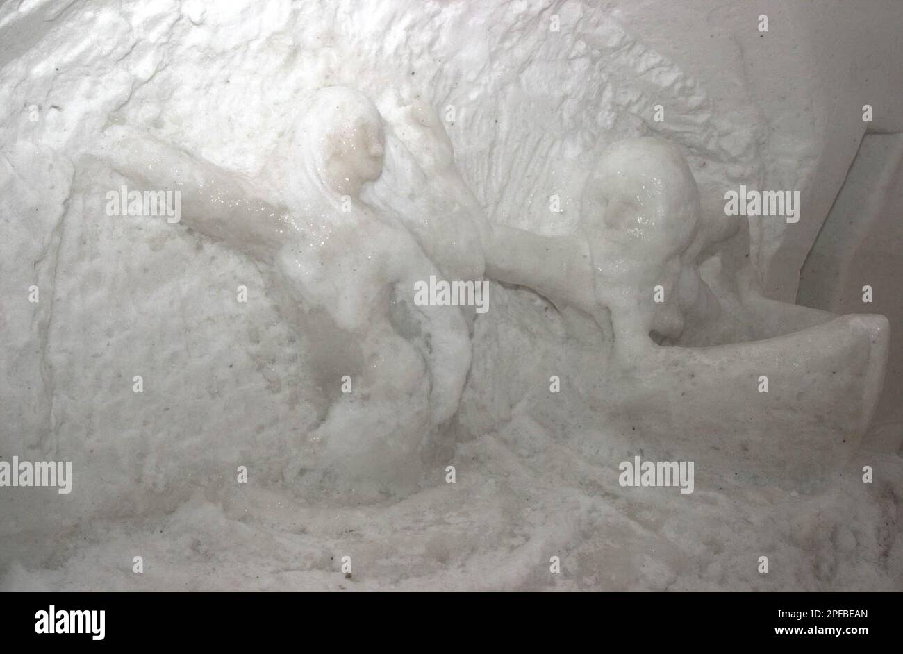 A scene from the Finnish epic tale Kalevala is shown inside the snow ...