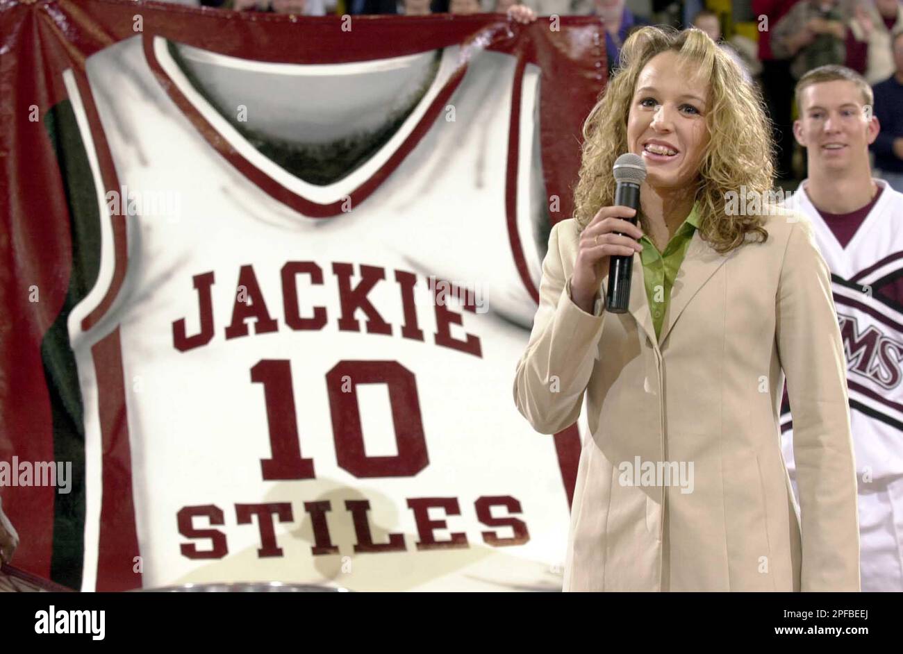 Southwest Missouri State graduate Jackie Stiles makes some comments ...