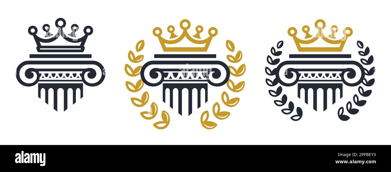 Columns-pedestals with crowns. Law, business, museum, bank, library ...