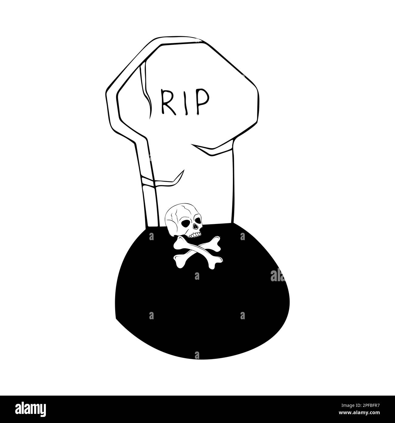 Hand-drawn gray tombstone with skull and bones Stock Vector Image & Art ...