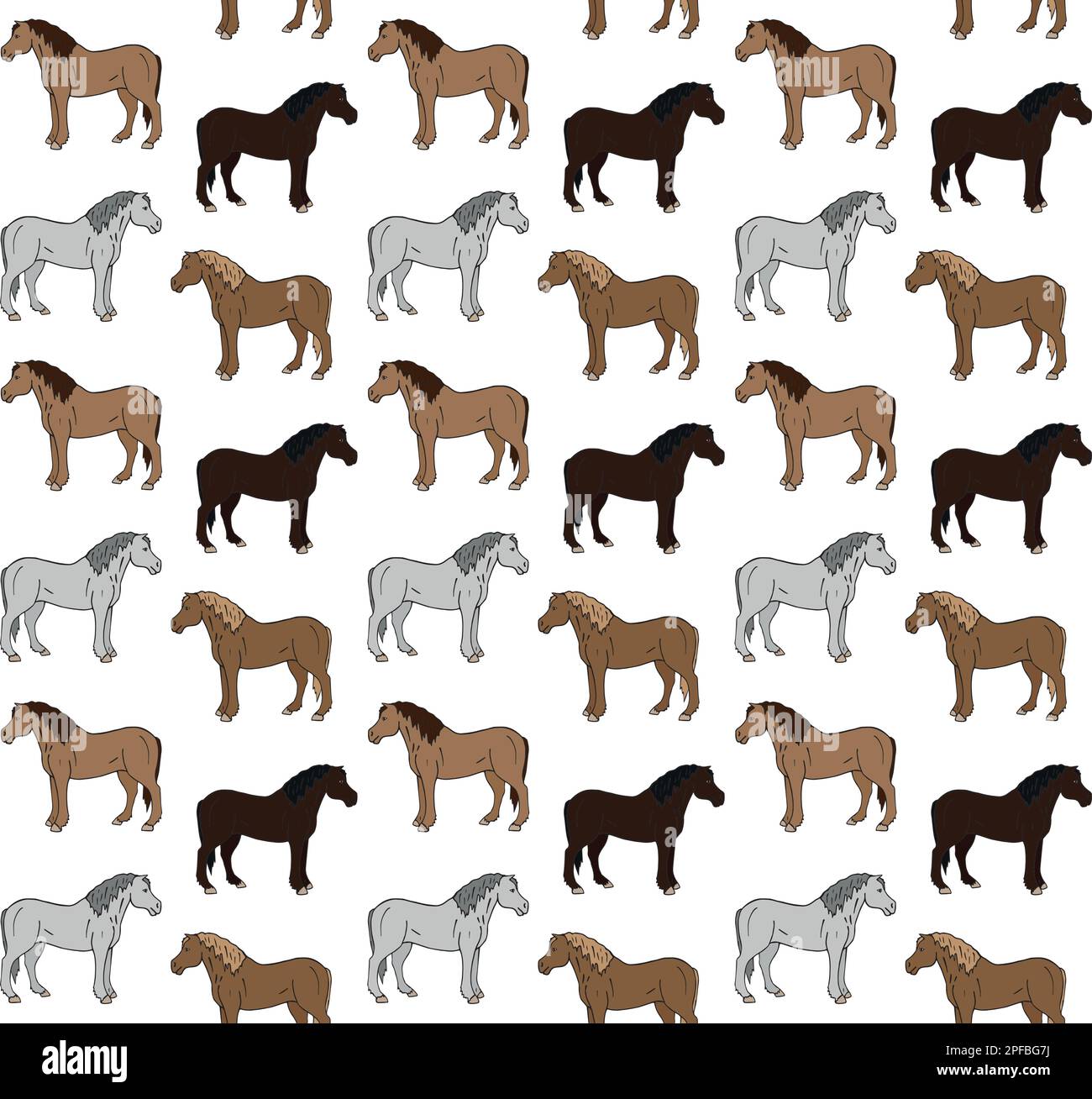 Vector seamless pattern of hand drawn horse Stock Vector Image & Art ...