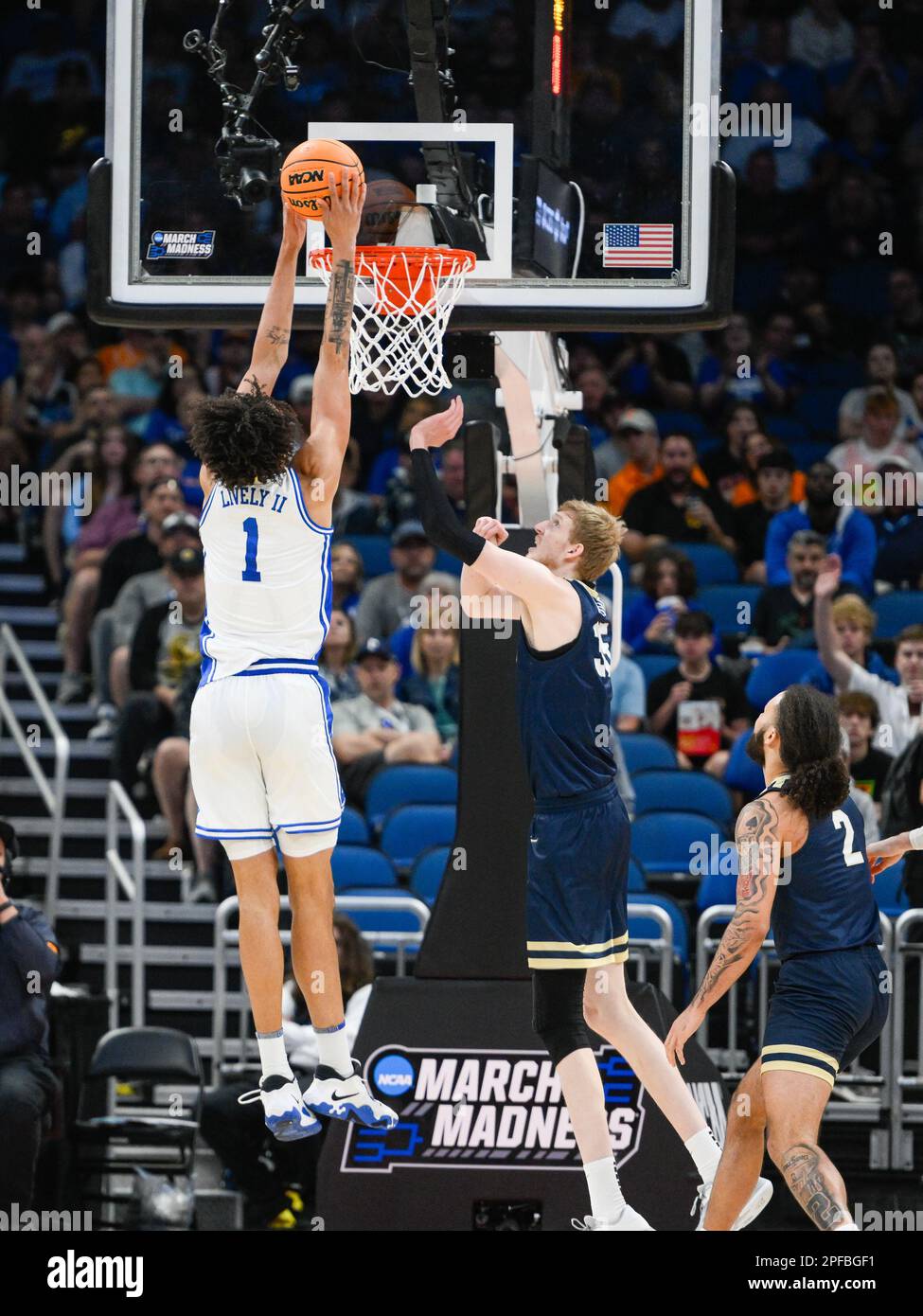 Orlando, FL, USA. 16th Mar, 2023. Duke Blue Devils center Dereck Lively ...