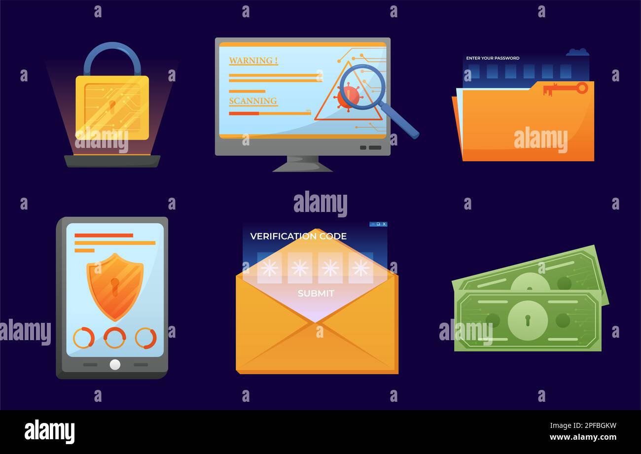 Digital data protection design element vector. Cyber security ...