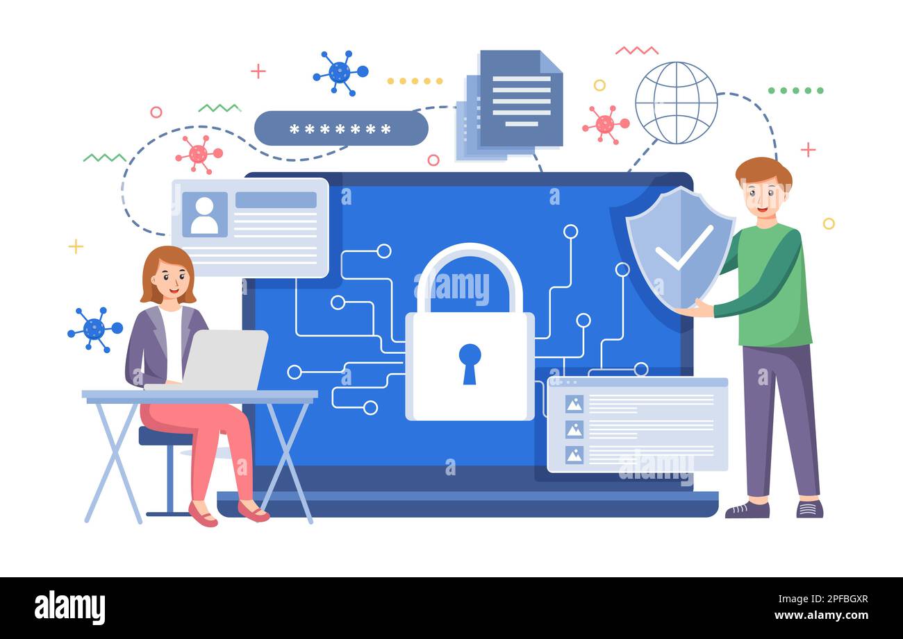 Digital data protection design vector. Cyber security illustration ...