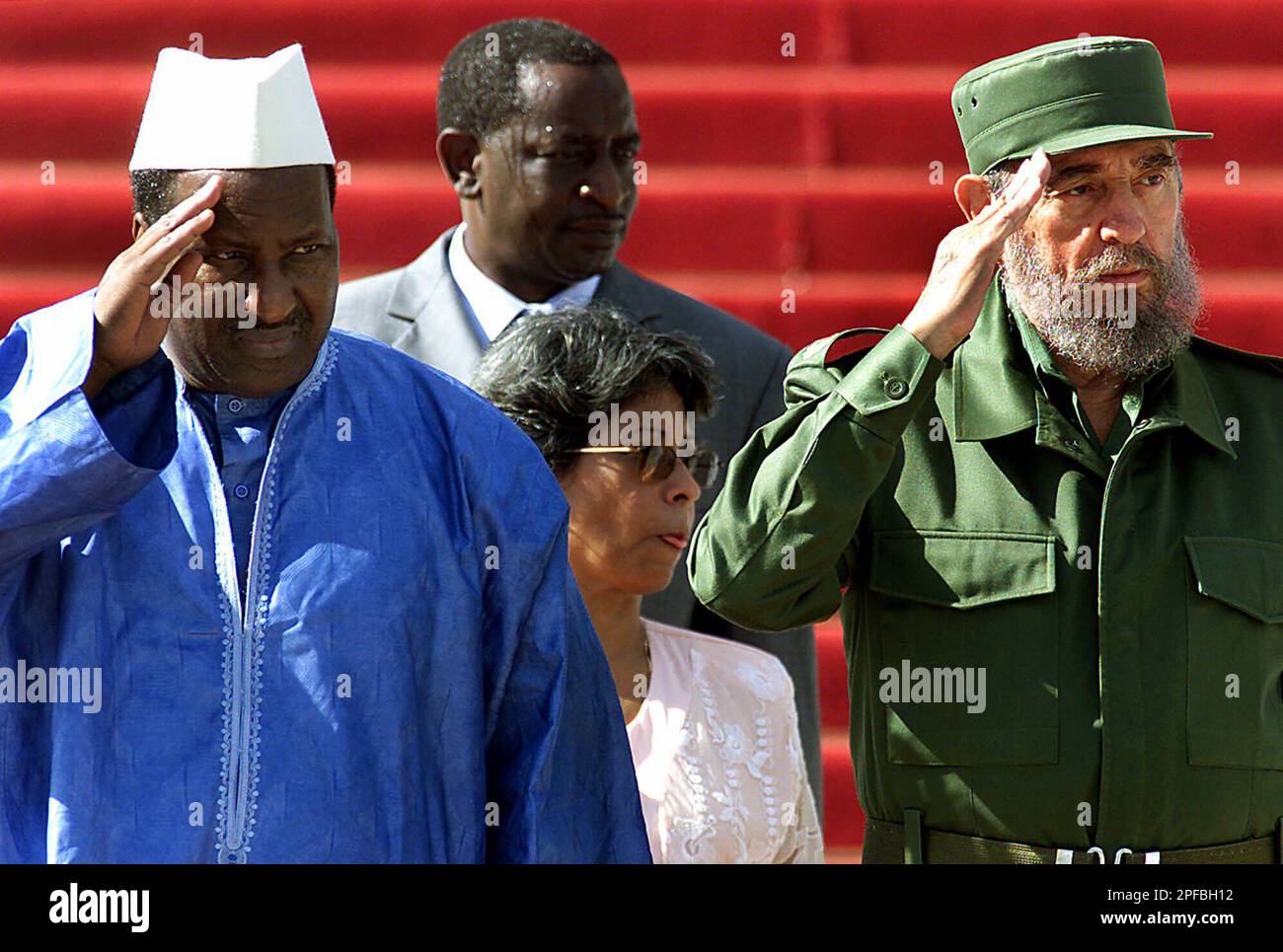 Cuban leader Fidel Castro and President Mali Alpha Oumar Konare, left ...