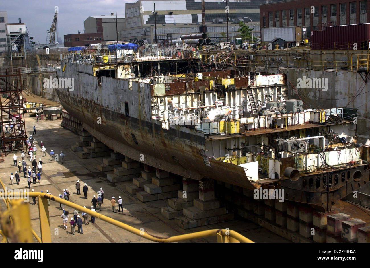 The U.S.S. Biddle is seen in a dry dock at the old Philadelphia Naval ...