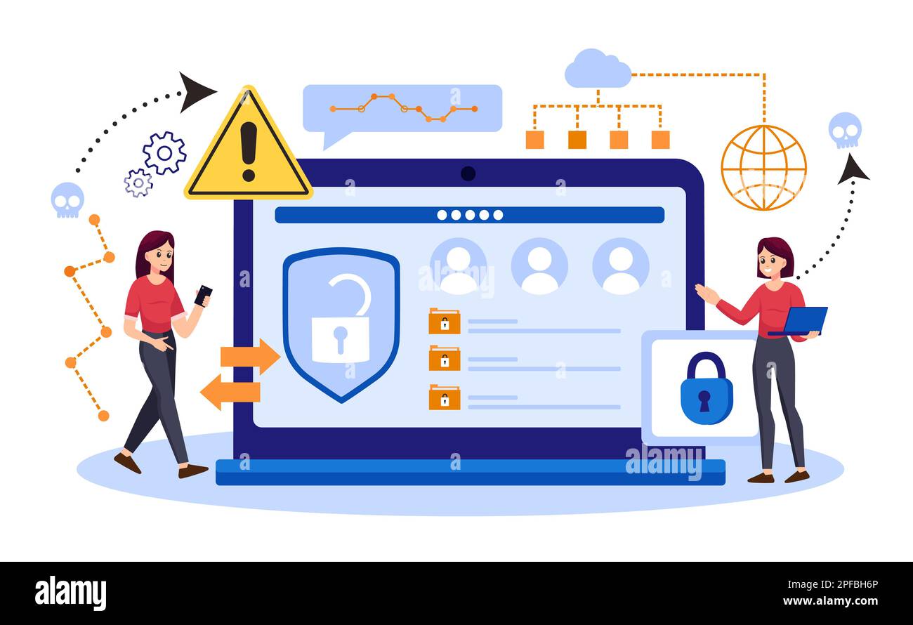 Digital Data Protection Design Vector Cyber Security Illustration