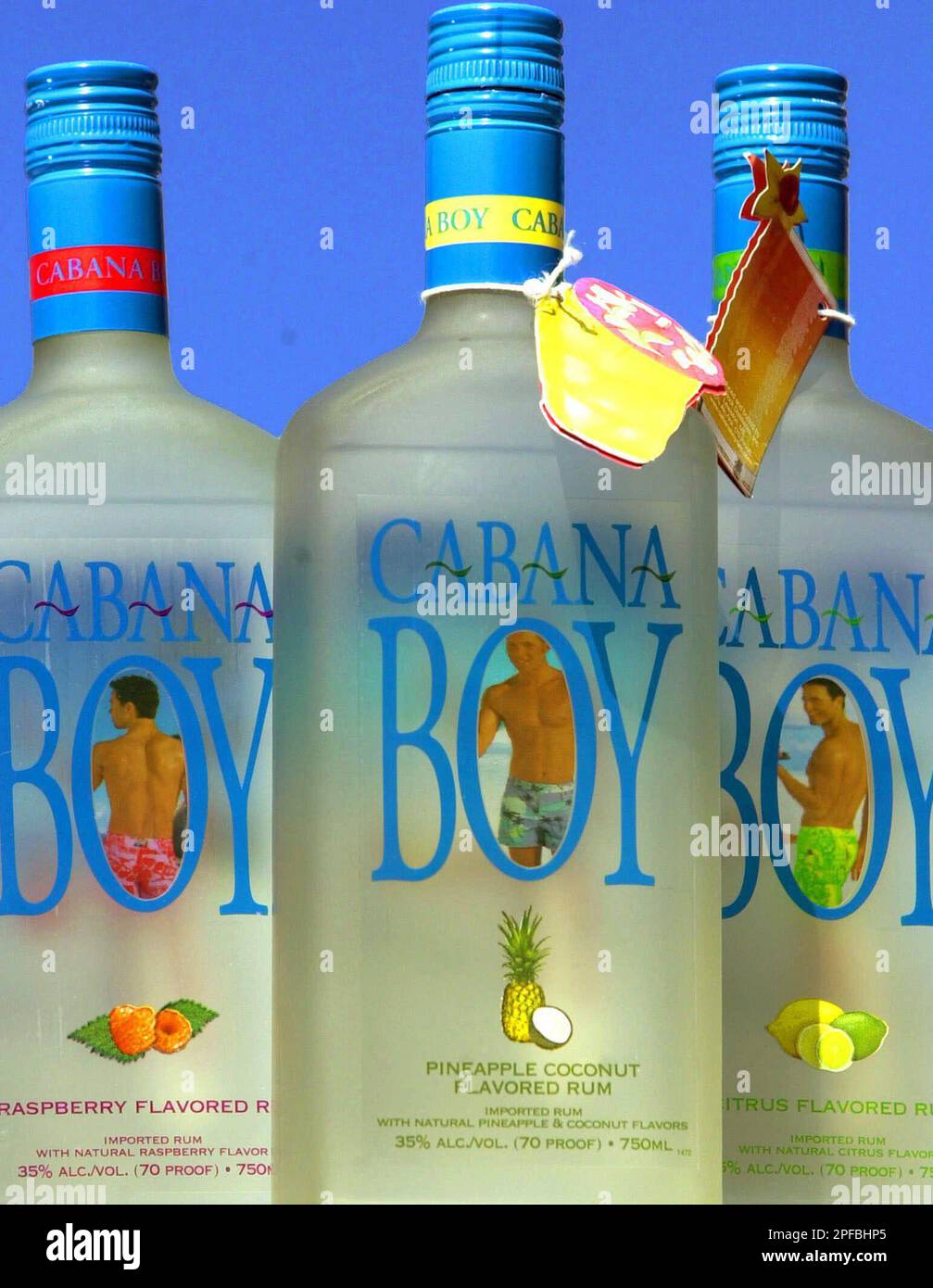 Bottles of Cabana Boy Rum are seen Monday, Aug. 13, 2001, in Lewiston ...