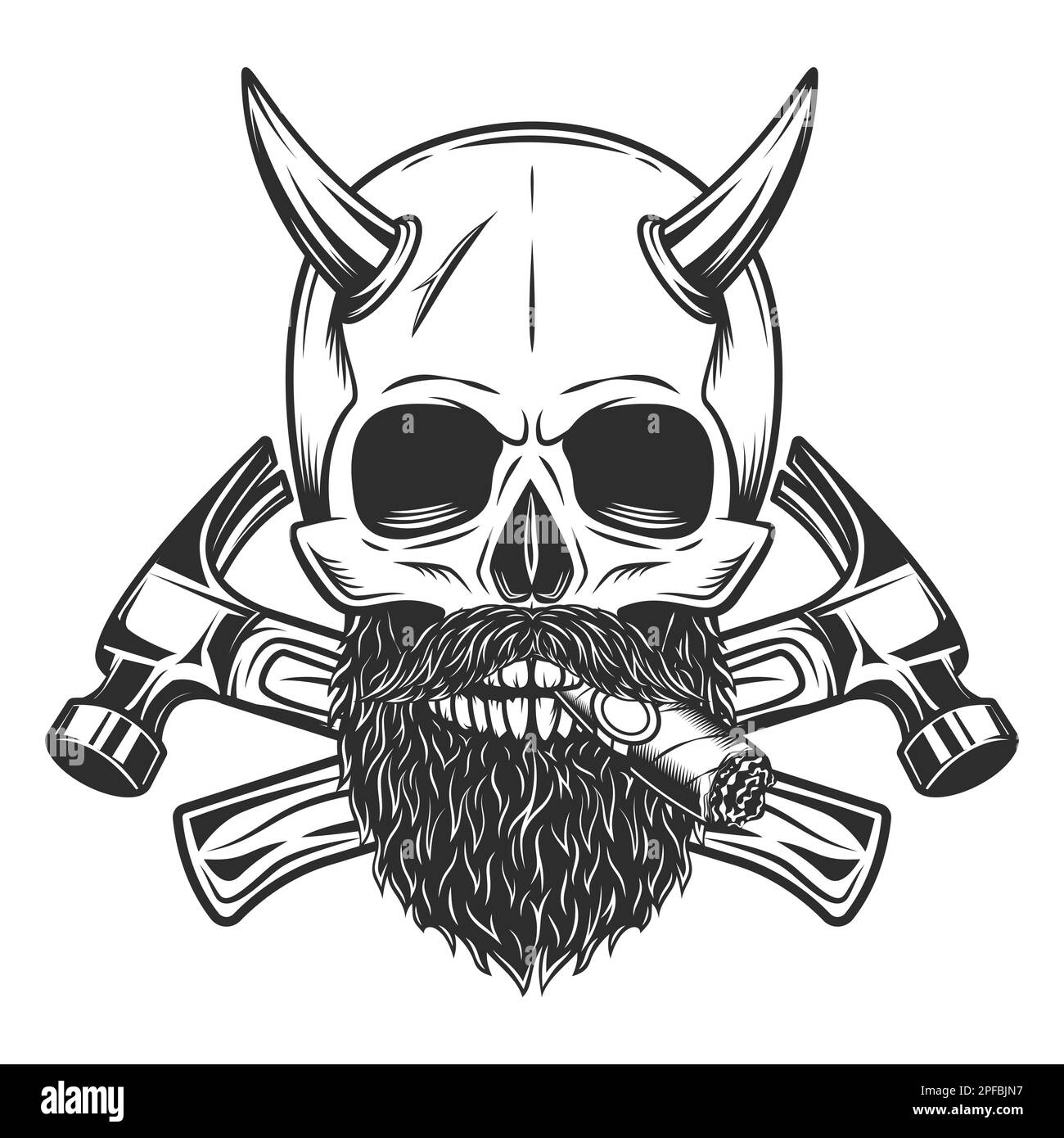Skull horn concept black Stock Vector Images - Alamy