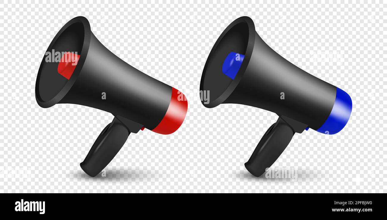 Vector Realistic 3d Simple Black Megaphone Icon Set Closeup Isolated on ...
