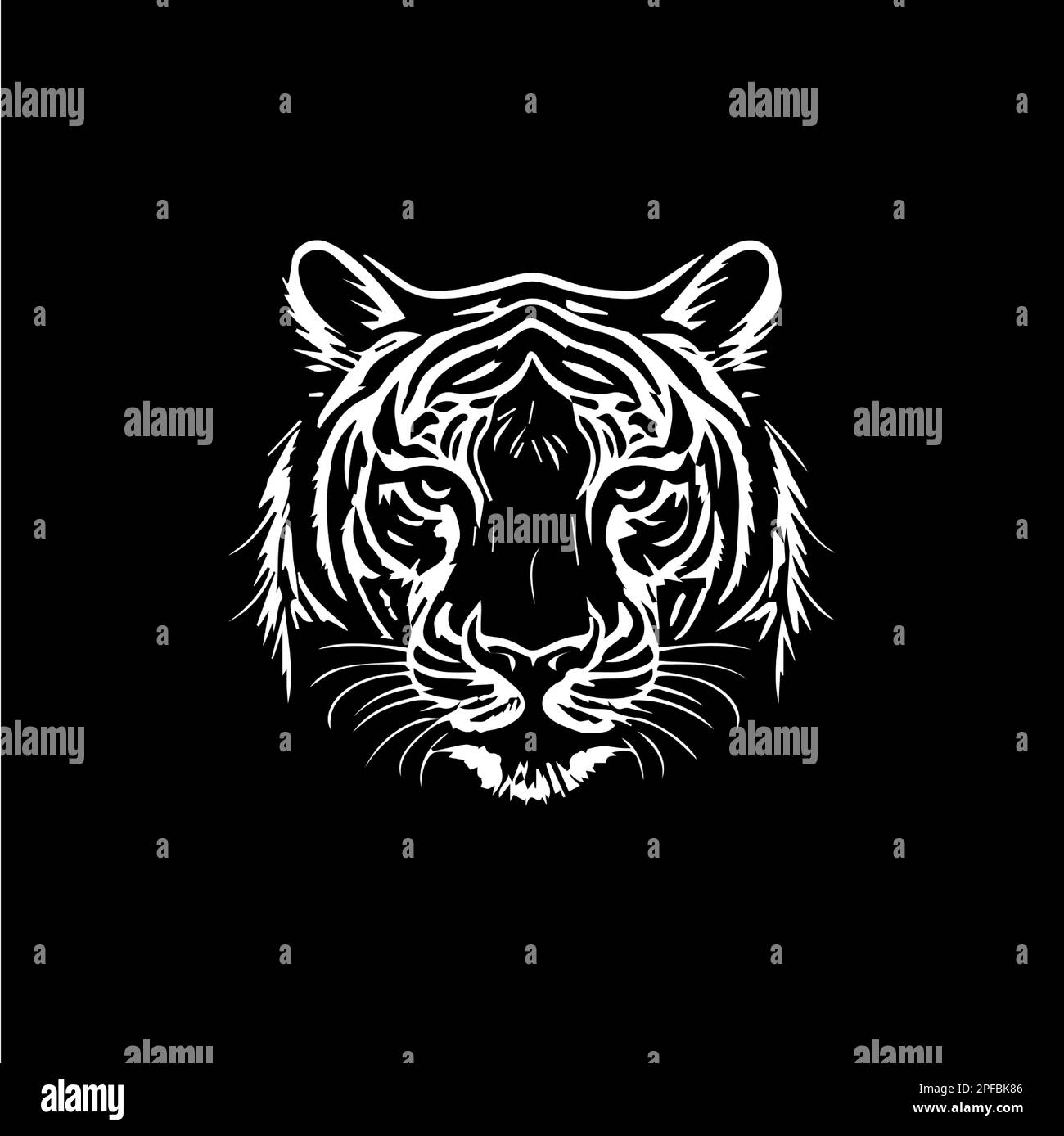 Tiger head dotwork tattoo with dots shading, depth illusion, tippling ...