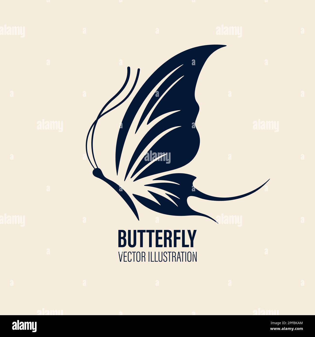 Vector Hand Drawn Butterfly Icon Closeup Isolated on White Background ...
